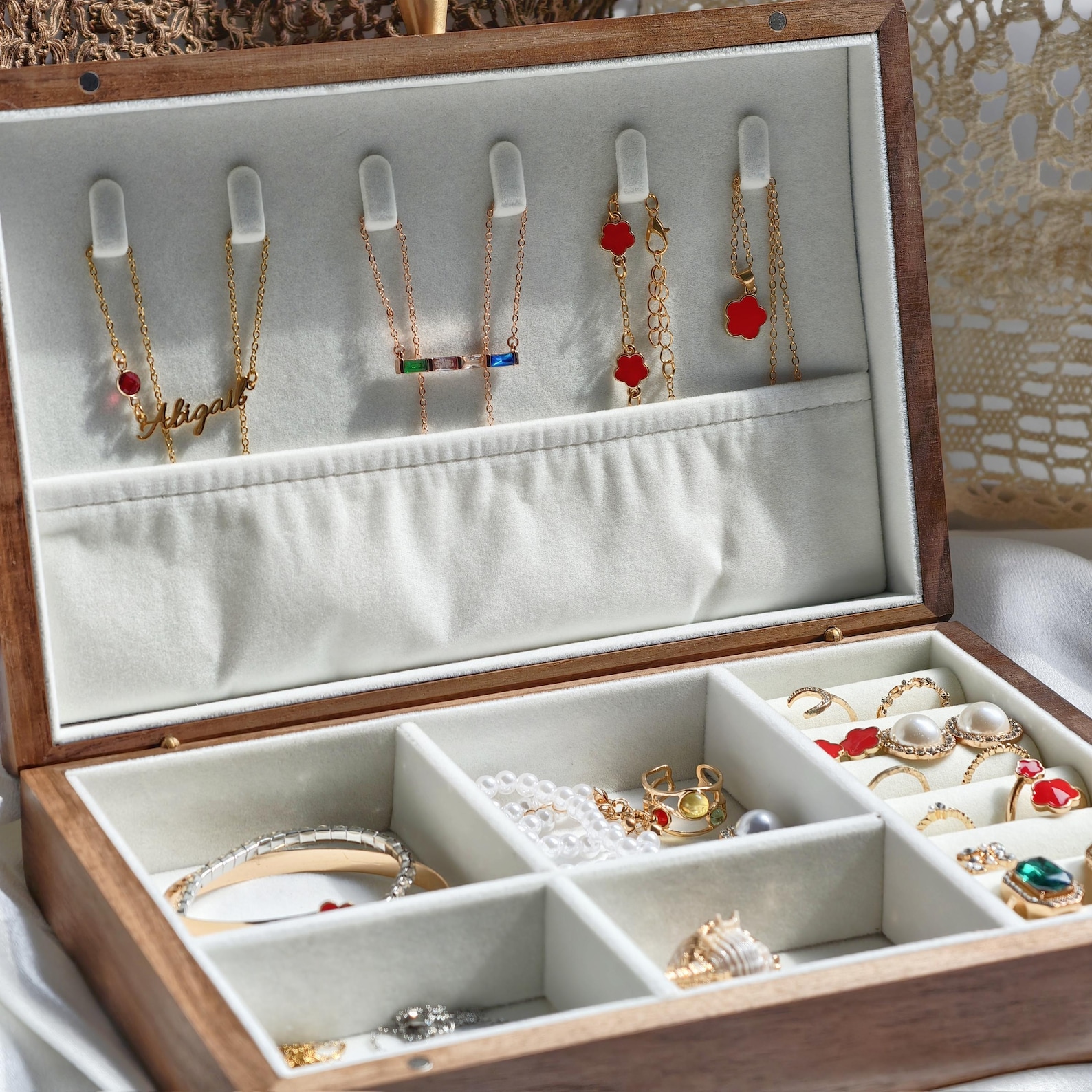 Personalized Wooden Jewelry Box for Women, Retro Jewelry Box, Jewelry ...