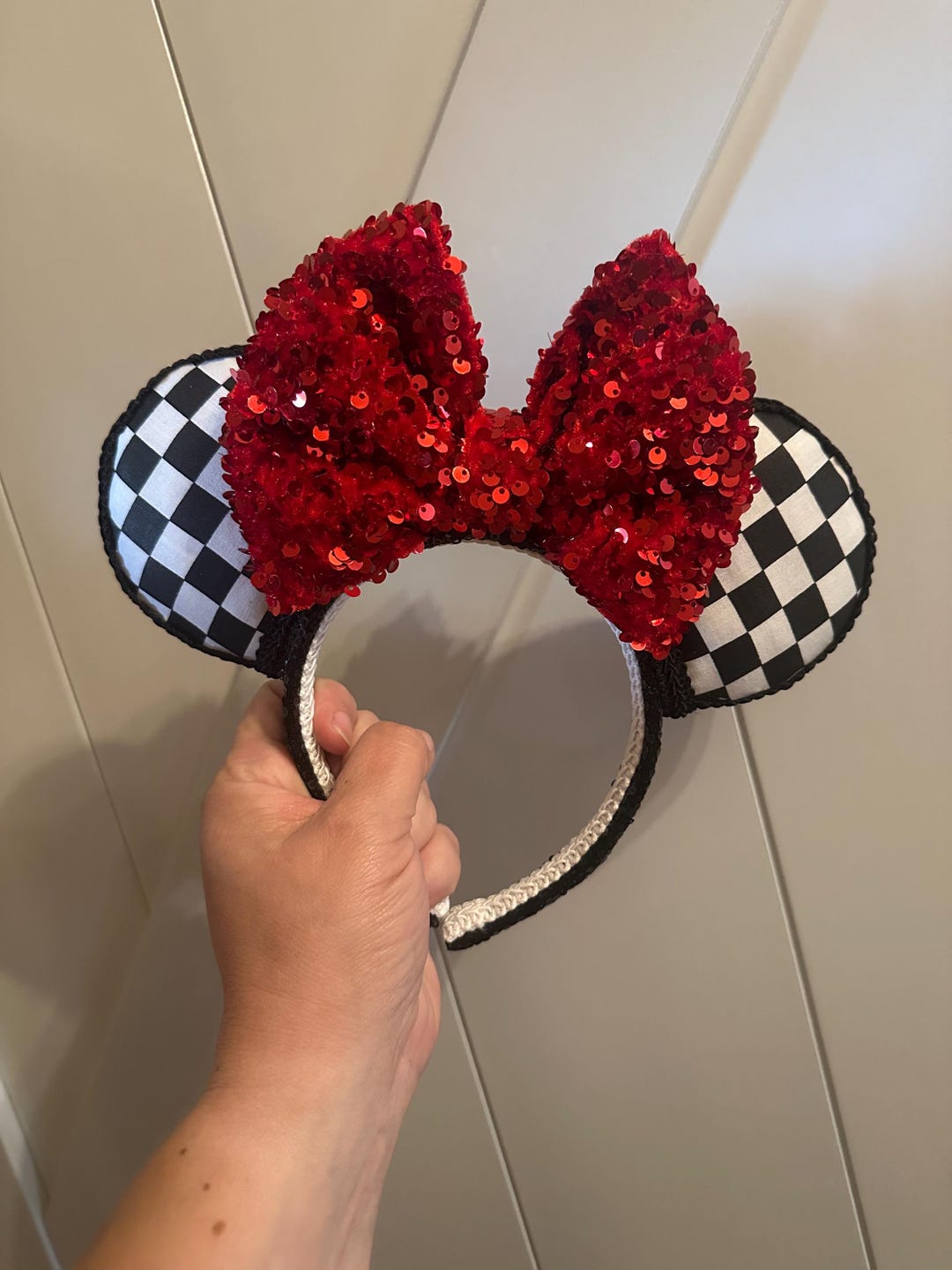 Black & White Checkered Mouse Ears - Etsy