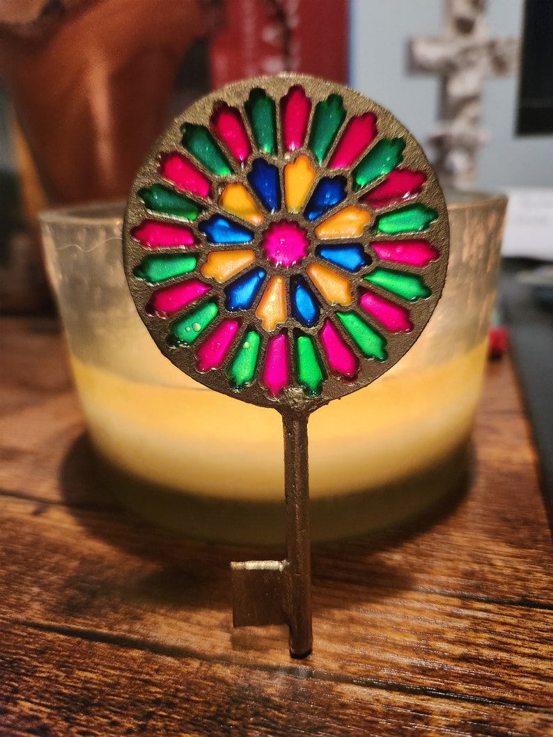 Stained Glass Multi Lights Lock With Special Stained Glass Gold Key - Etsy