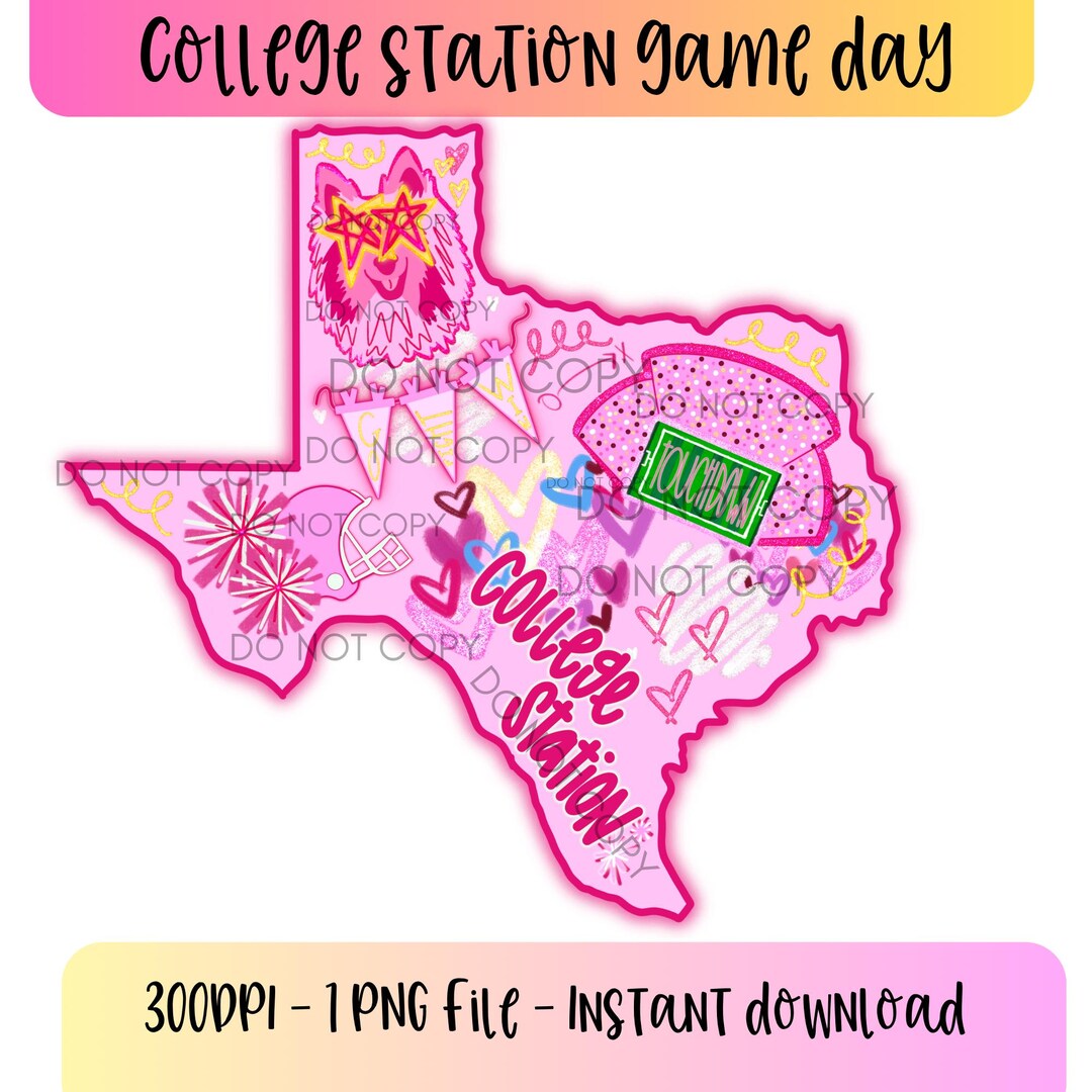 Preppy Texas Game Day PNG: College Station T-shirt Design (digital ...