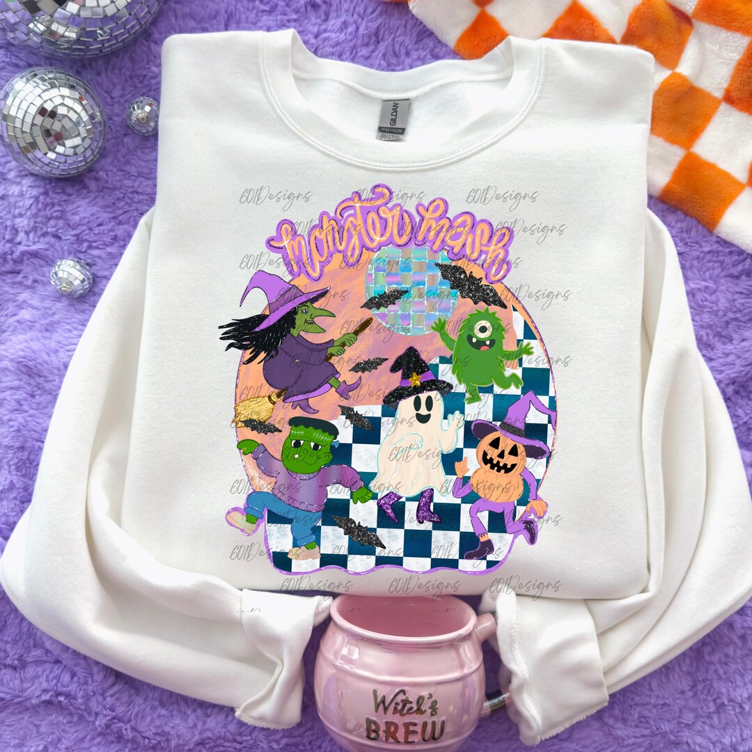 Spooky Season PNG | Monster Dance Party Sublimation File | Retro ...