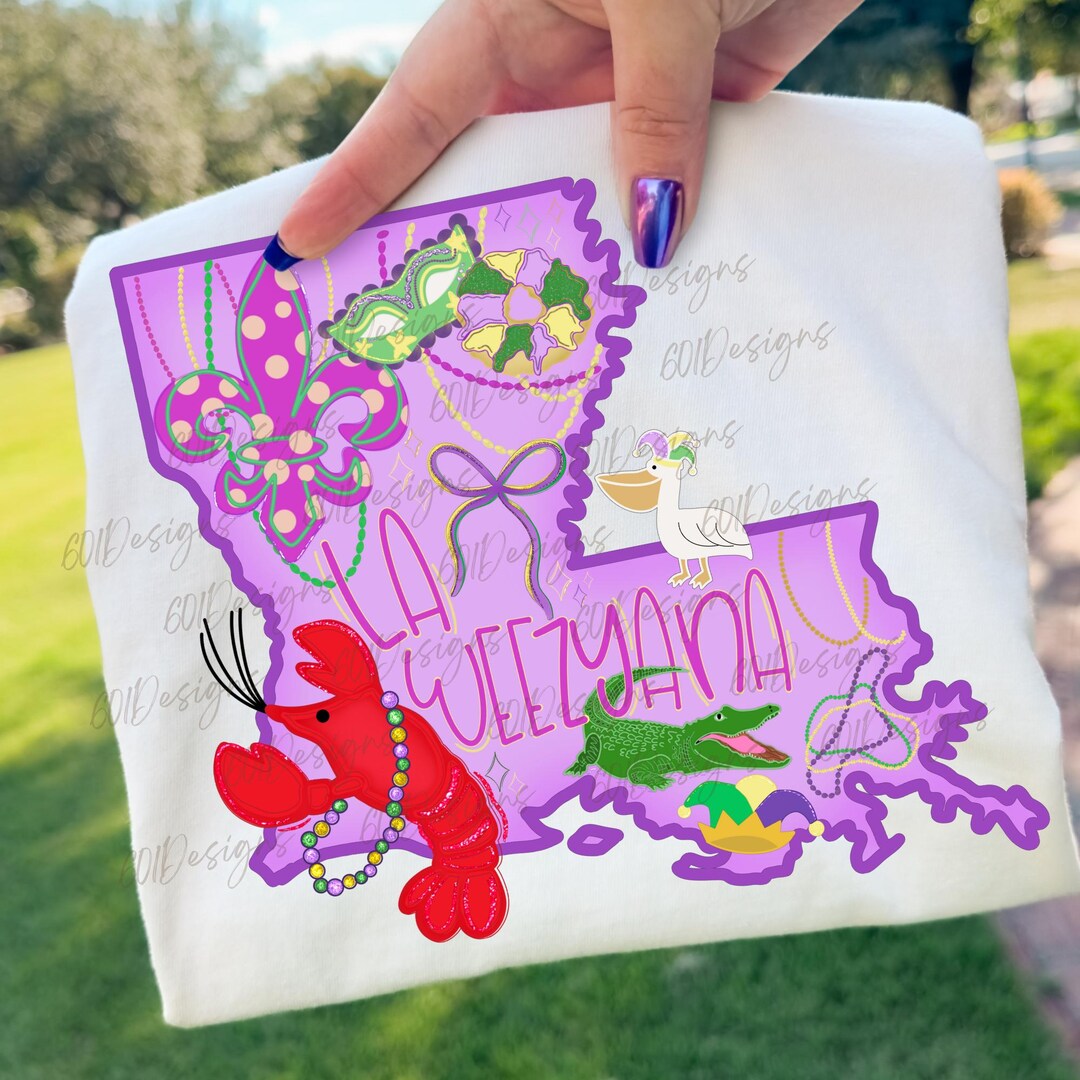 La Weezy Ana Mardi Gras PNG, Preppy Louisiana Sublimation Design, Hand ...