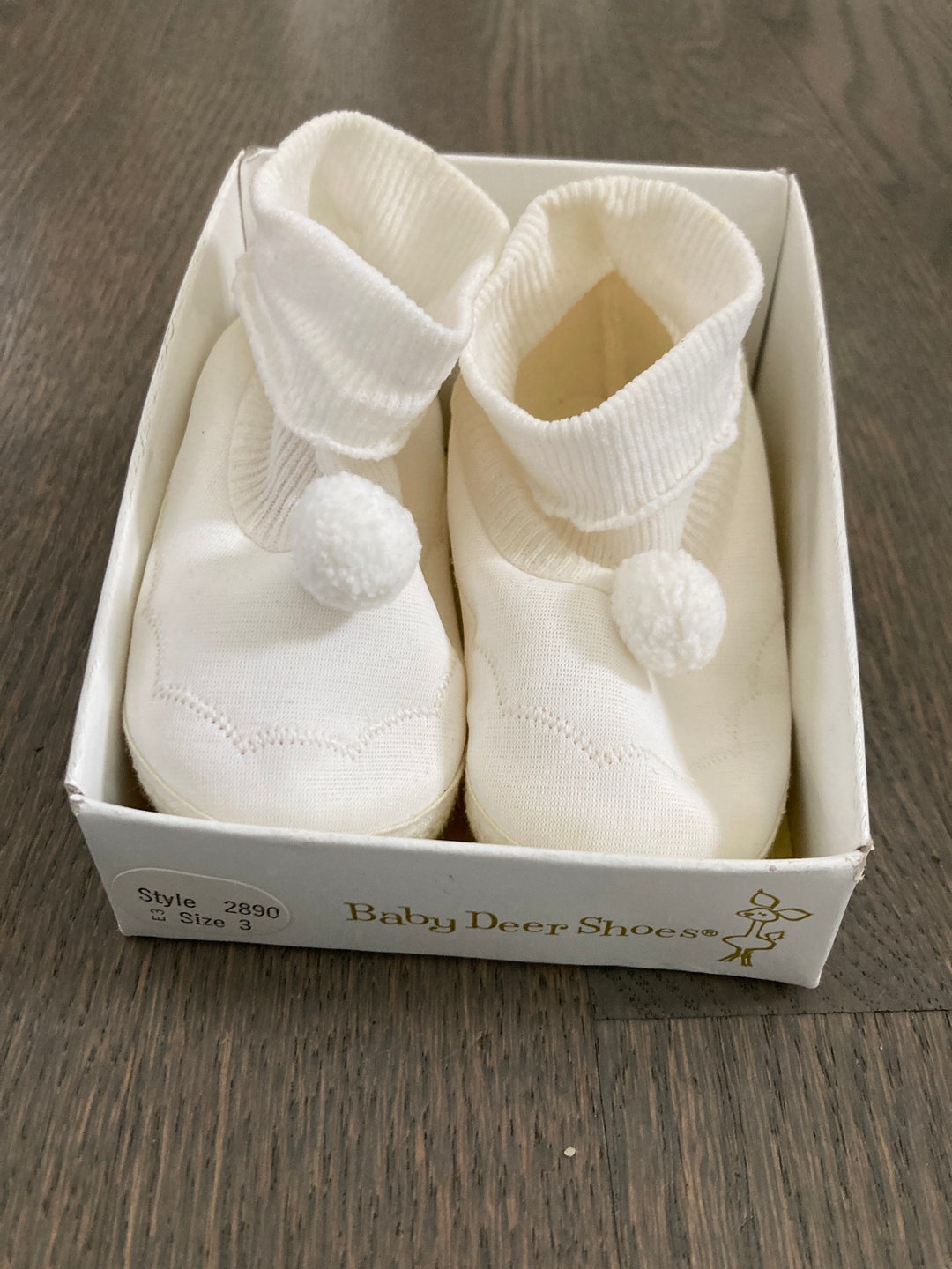 Vintage Baby Deer Shoes Crib Shoes Size 3 Pom Poms - Etsy