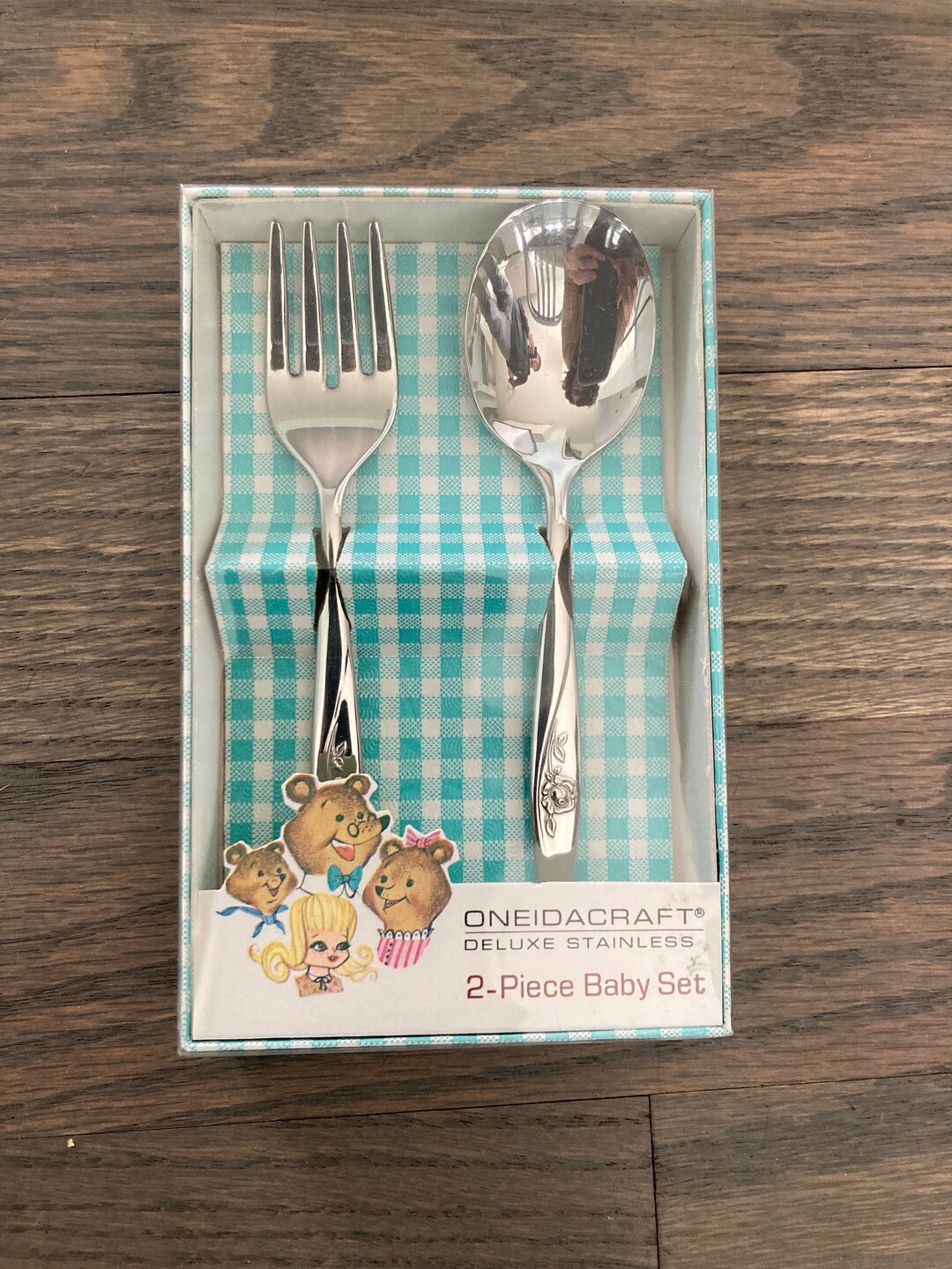 Vintage New in Box Oneida 2 Piece Baby Set Fork and Spoon 3 Little ...