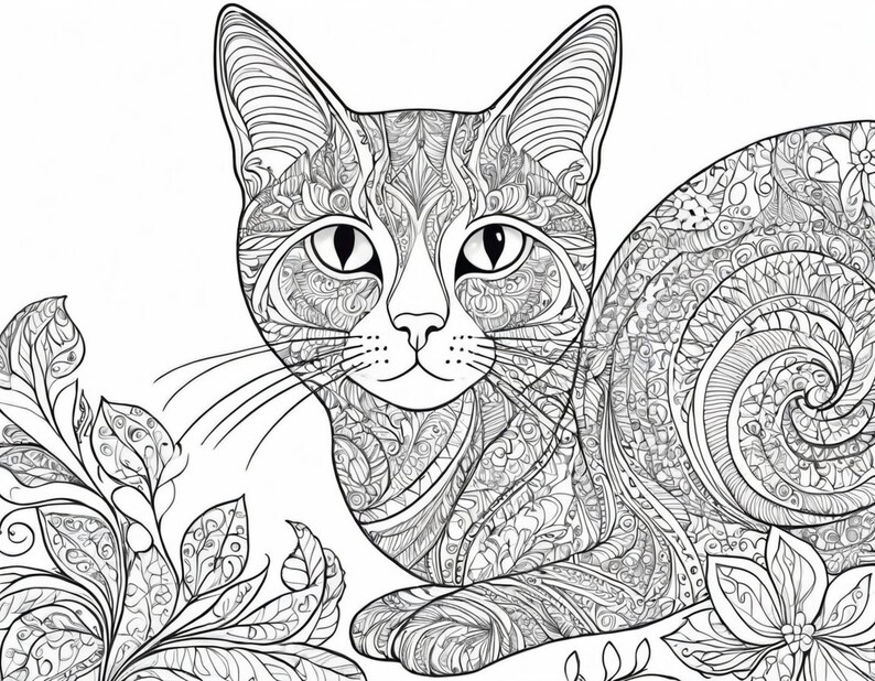 49 Detailed Cats Coloring Pages, Mindfulness and Relaxation, PDF ...
