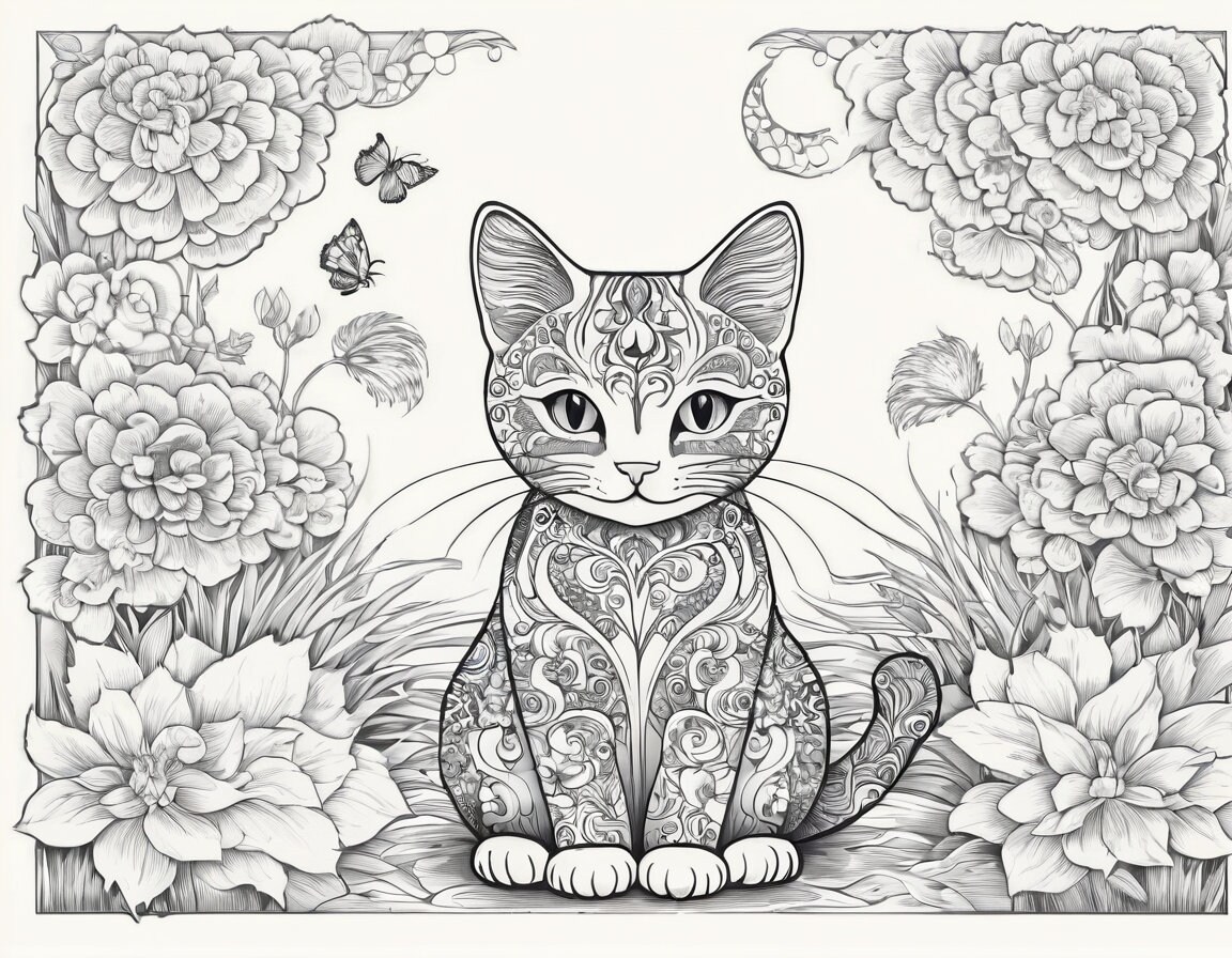 49 Detailed Cats Coloring Pages, Mindfulness and Relaxation, PDF ...