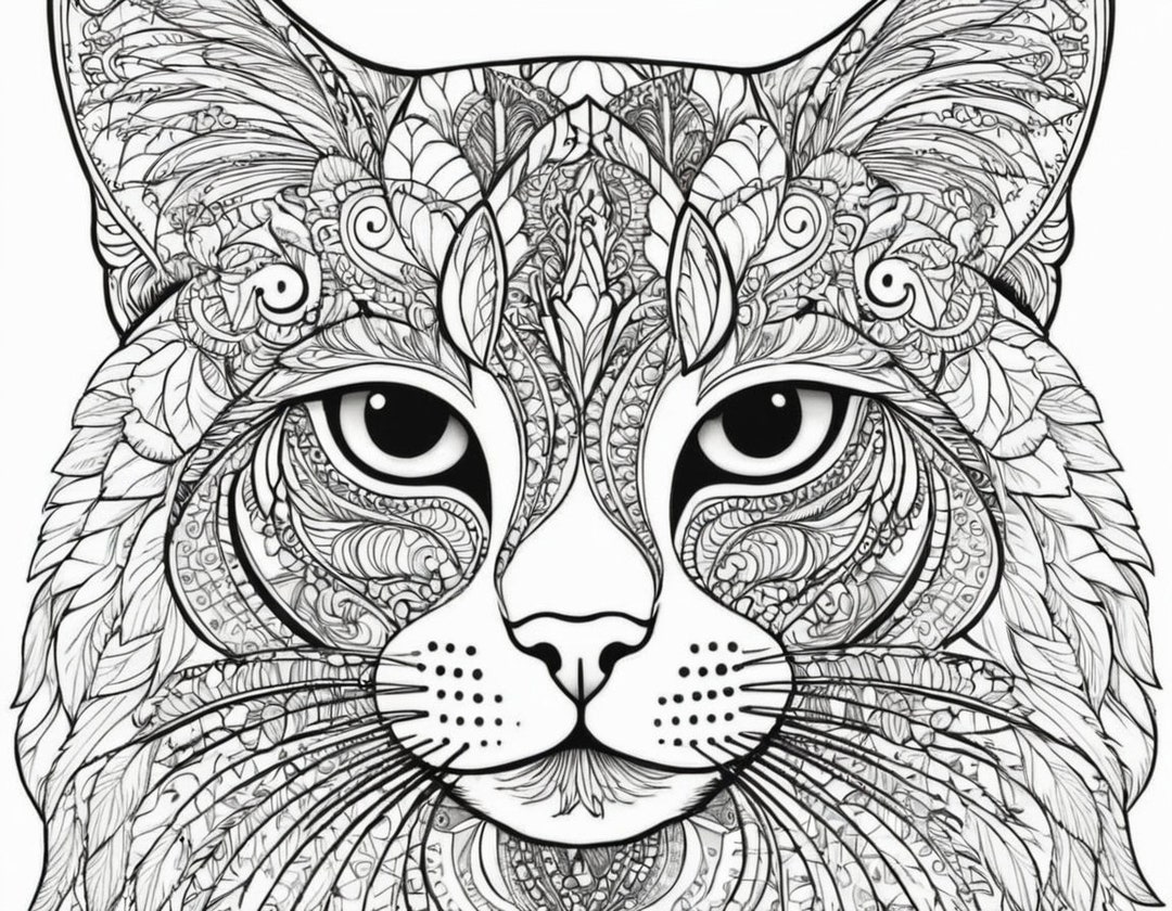 49 Detailed Cats Coloring Pages, Mindfulness and Relaxation, PDF ...
