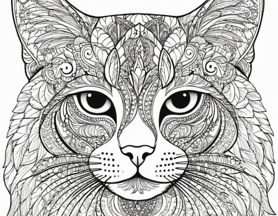 49 Detailed Cats Coloring Pages, Mindfulness and Relaxation, PDF ...