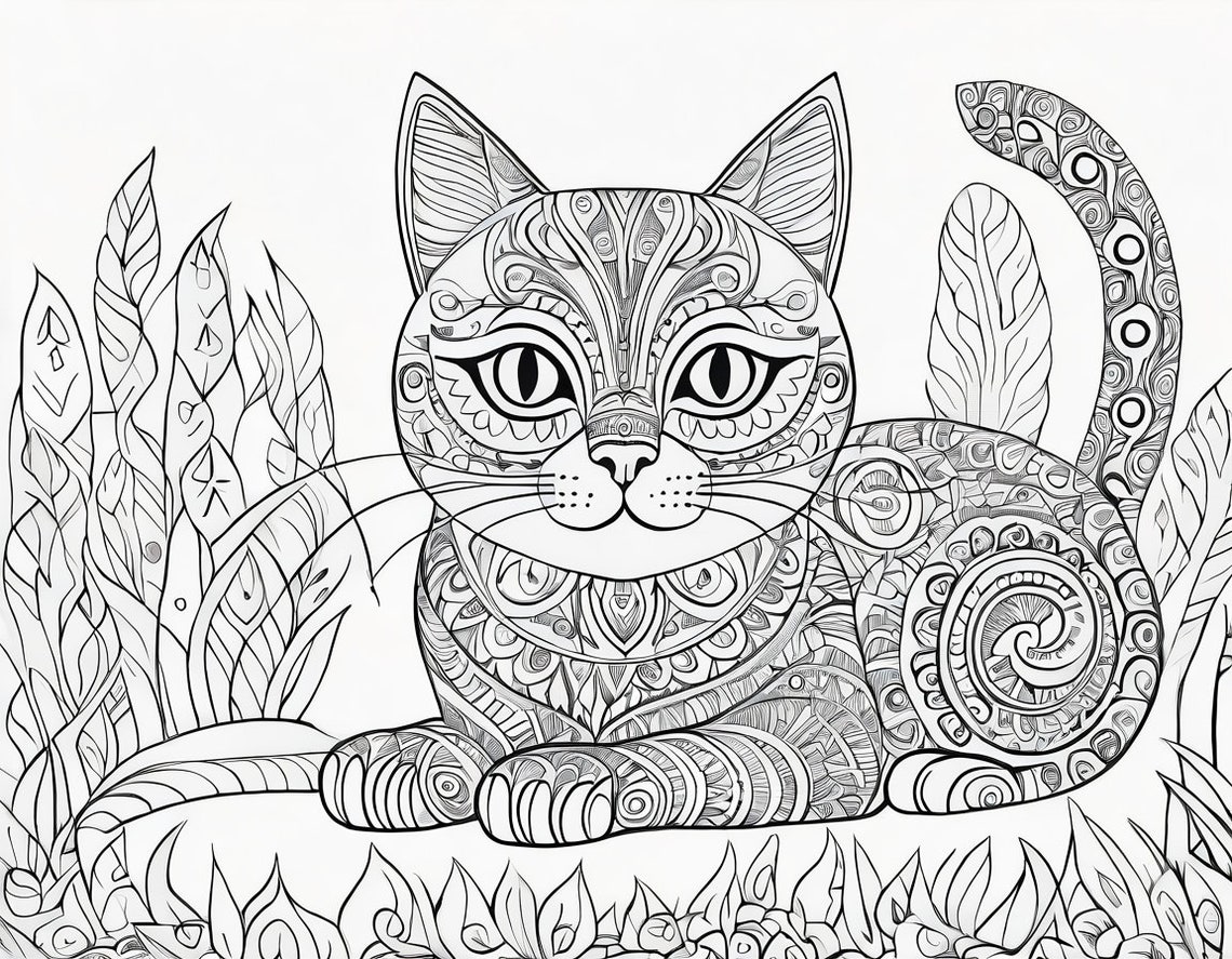 49 Detailed Cats Coloring Pages, Mindfulness and Relaxation, PDF ...