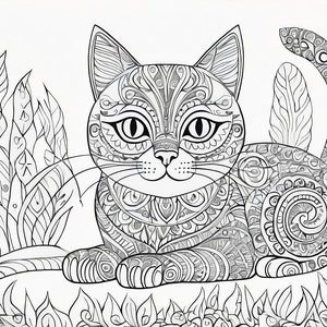 49 Detailed Cats Coloring Pages, Mindfulness and Relaxation, PDF ...