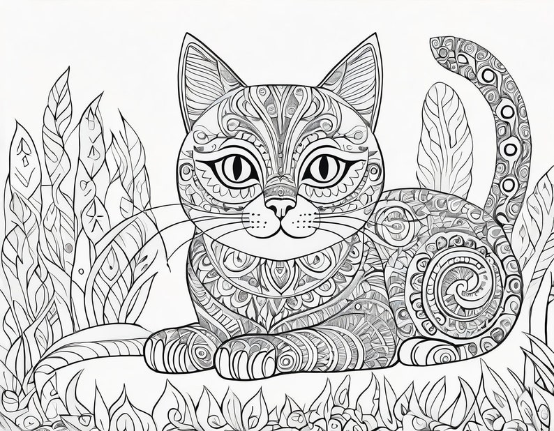 49 Detailed Cats Coloring Pages, Mindfulness and Relaxation, PDF ...