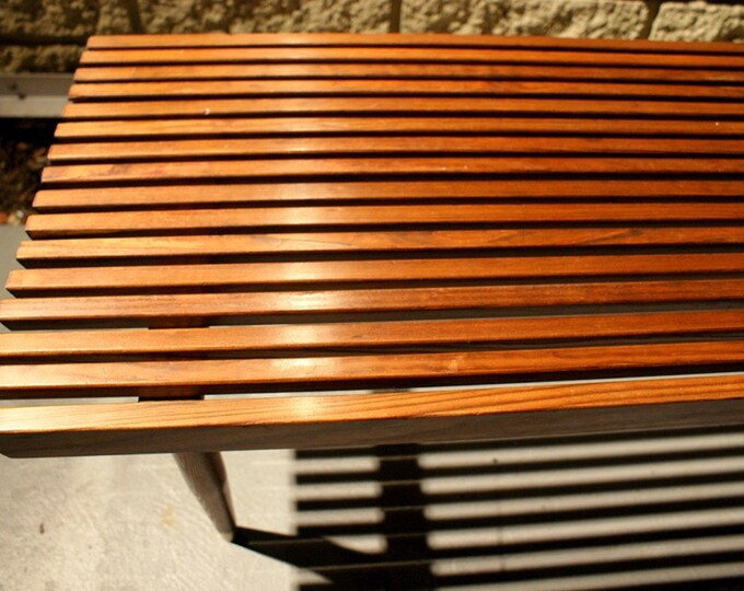 Vintage Mid Century Modern Long Slat Bench - Etsy
