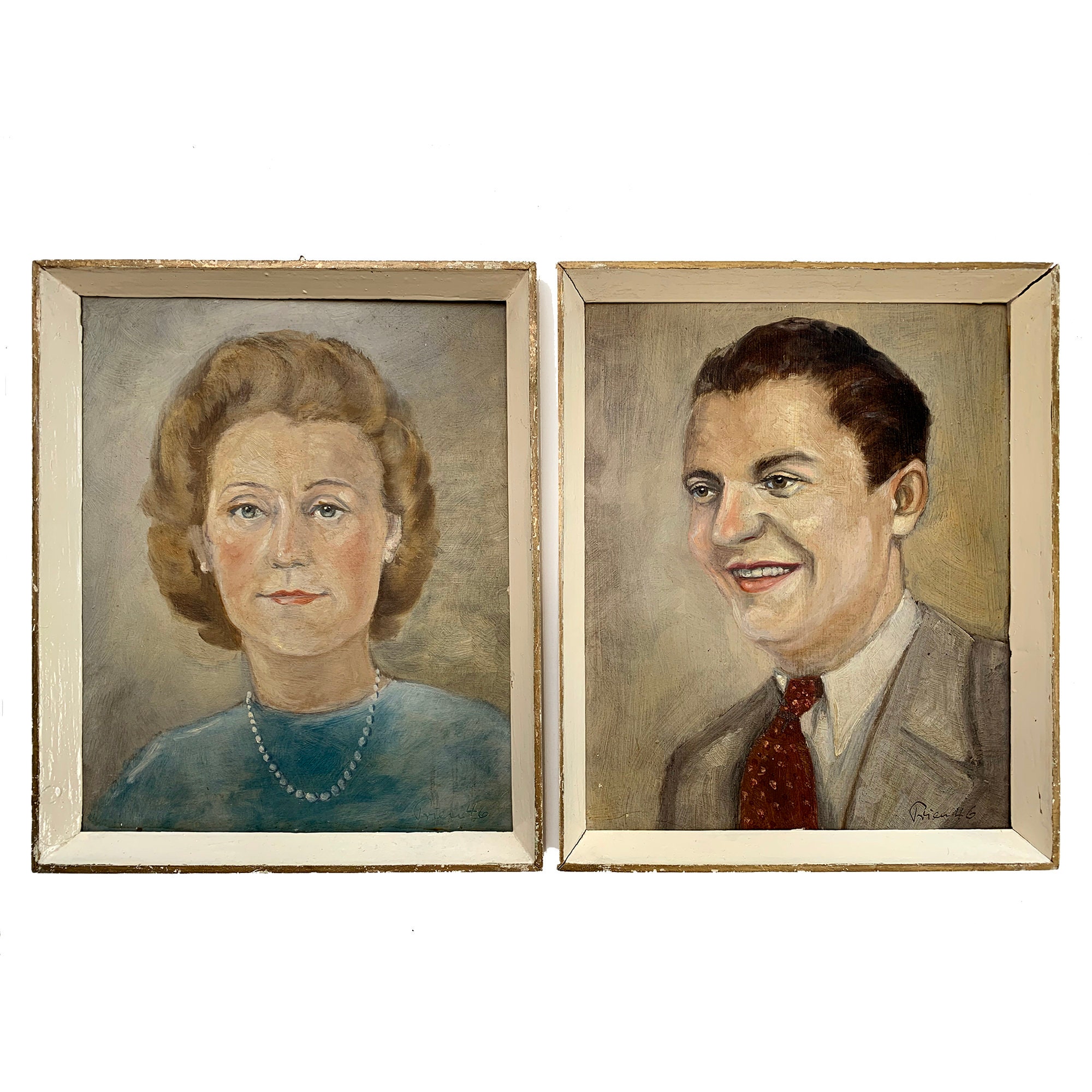 Vintage Couple Portrait Paintings Dated 1946 Germany - Etsy