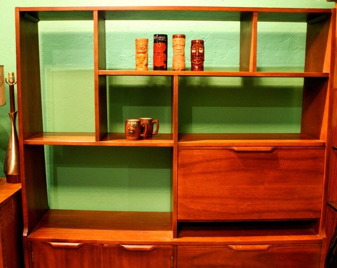 Vintage Mid Century Modern Wall Unit, Room Divider, Shelving Bookcase ...