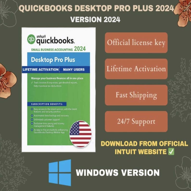 Quickbooks Desktop Pro Plus 2024 Official License for Windows Lifetime ...