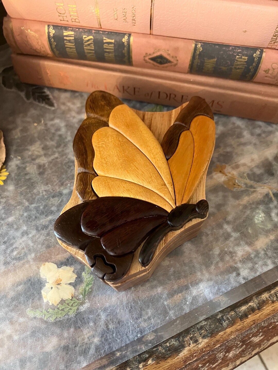 Vintage Wood Puzzle Trinket Treasure Stash Jewelry Box Boho Moody Decor ...