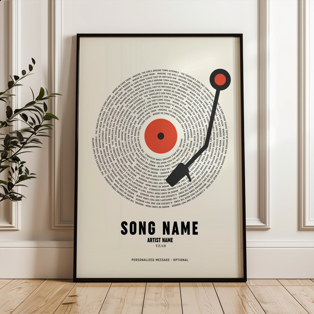 Custom Song Lyrics Print, Customizable Gift, Custom Color Vinyl Poster ...