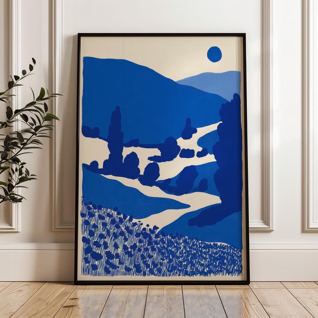 Blue Landscape, Minimalist Wall Art Print, Abstract Poster - Etsy