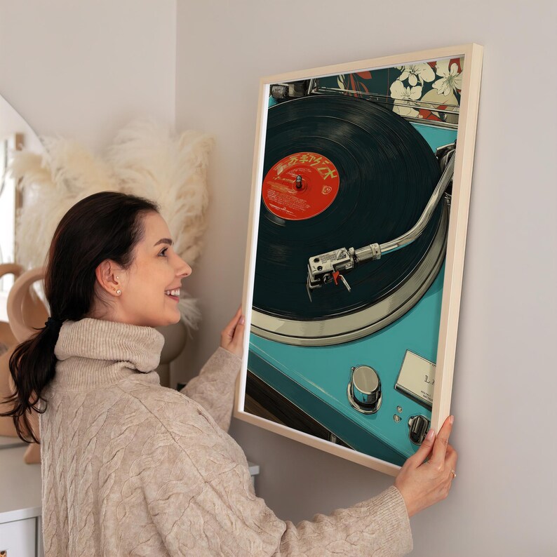 Vinyl Record Player, Retro Wall Art Print, Vintage Poster - Etsy