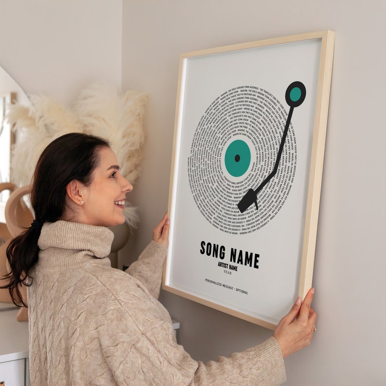 Custom Song Lyrics Print, Customizable Gift, Custom Color Vinyl Poster ...