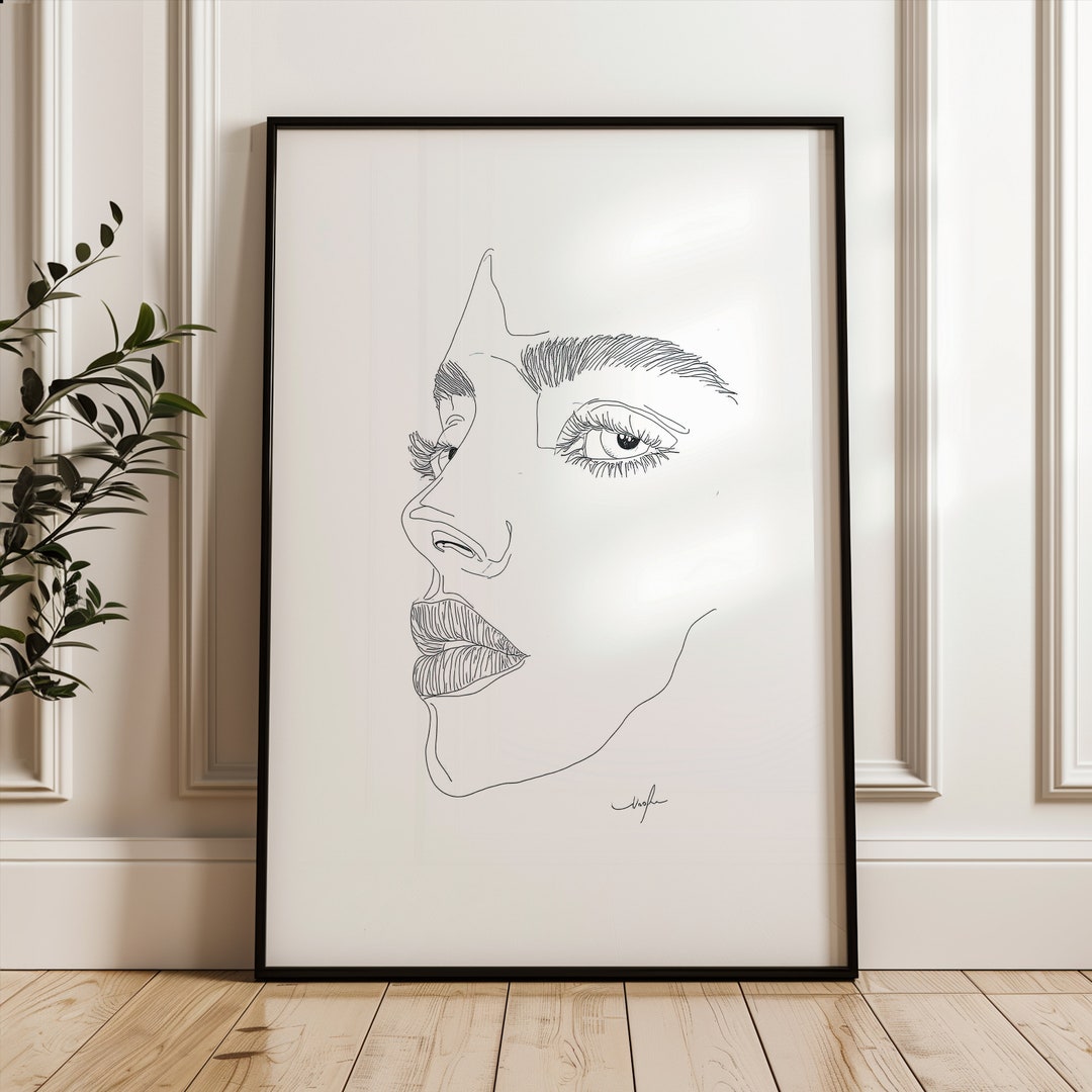 Woman Single Line Poster, Minimalistic Feminist Art Print, Black and ...