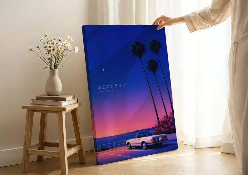 Sunset Palm Trees, Vaporwave Art Print, Retro Japanese Poster - Etsy