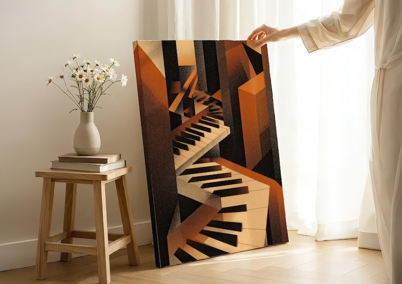 Piano Keyboard, Art Deco Wall Print, Geometric Music Poster - Etsy