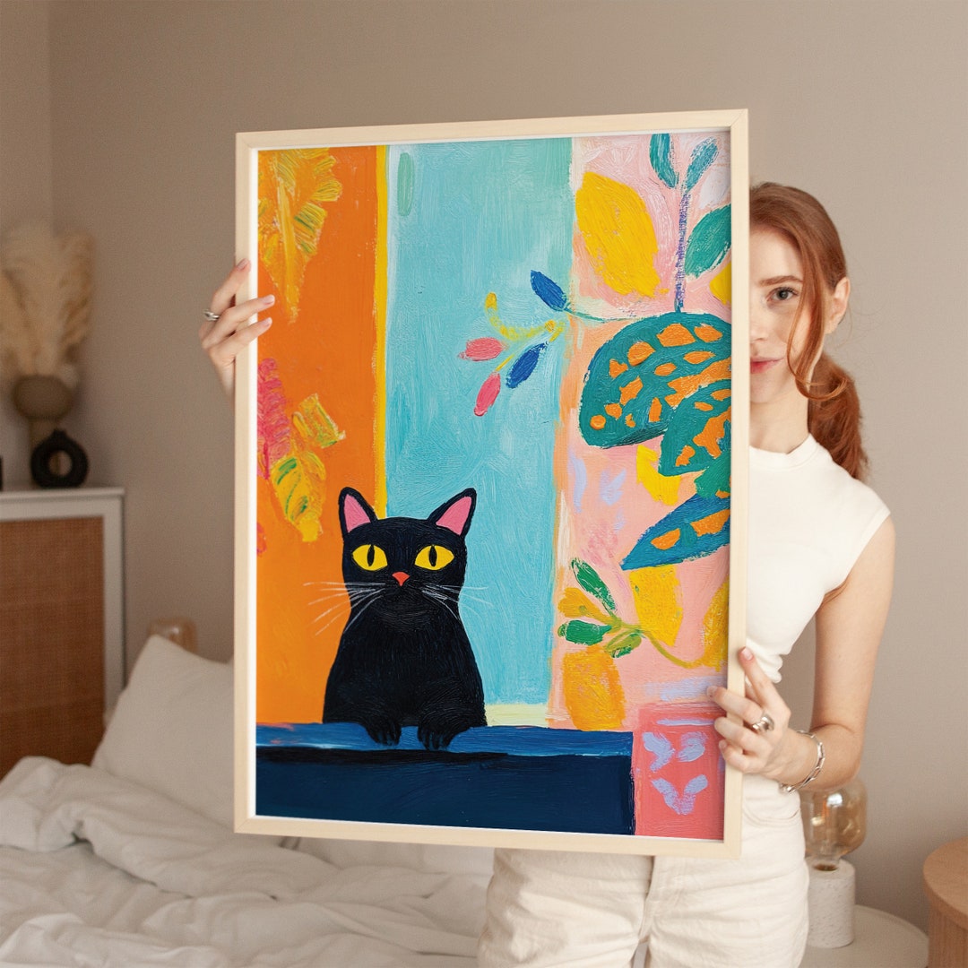 Black Cat Poster, Henri Matisse Cat Print, Funny Cat Print, Black Cat ...