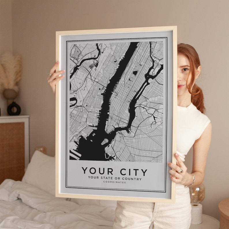 Personalized Map Poster, Customizable Map Print, Custom Gift, City Map ...