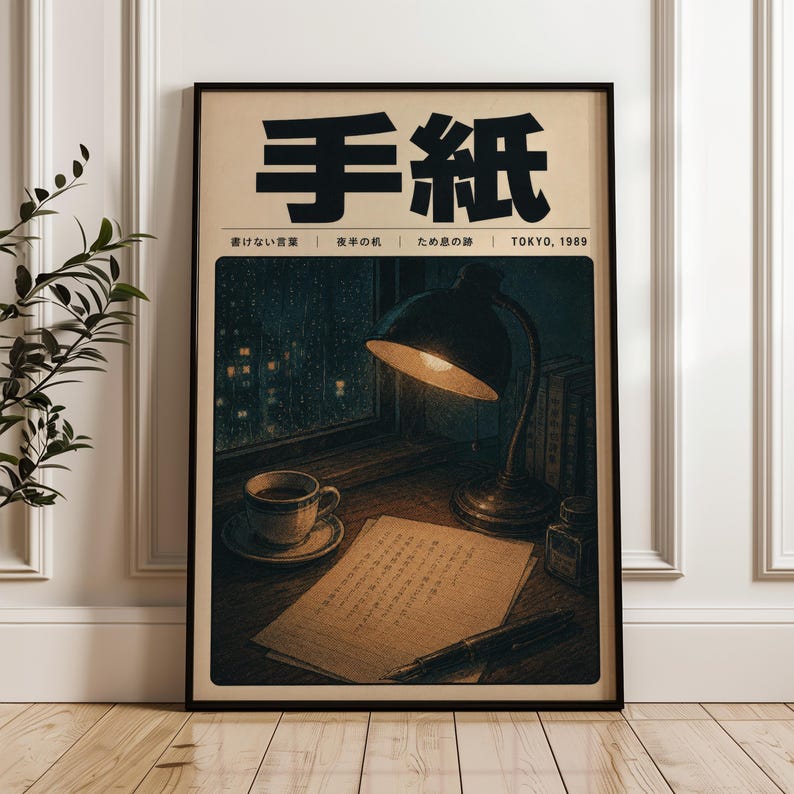 Retro Tokyo Coffee Shop Art Print, Moody Japanese Desk Scene, 1980s ...