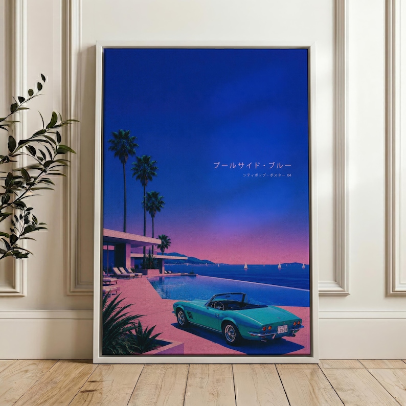 Retrowave Poolside Scene, Vaporwave Wall Art Print, Japanese City Pop ...