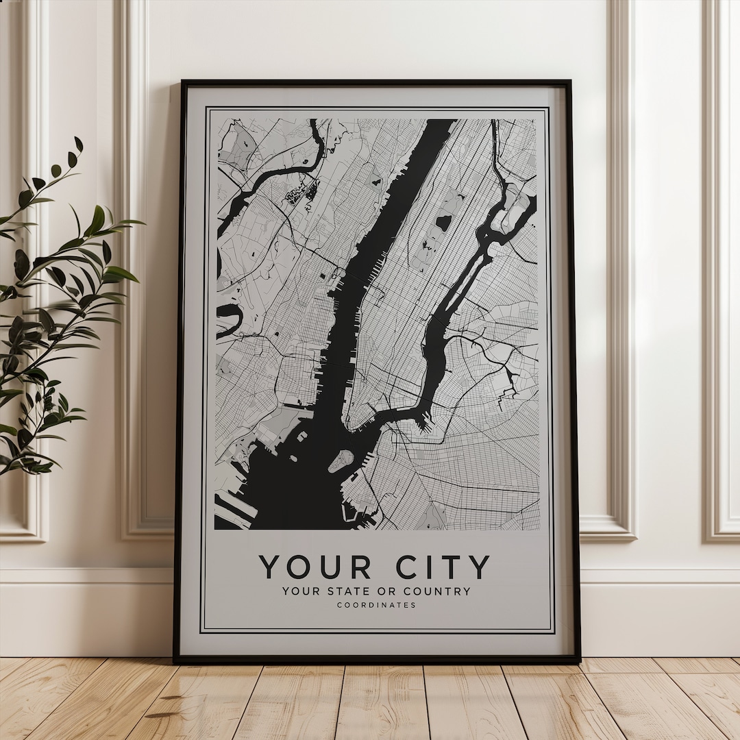 Personalized Map Poster, Customizable Map Print, Custom Gift, City Map ...