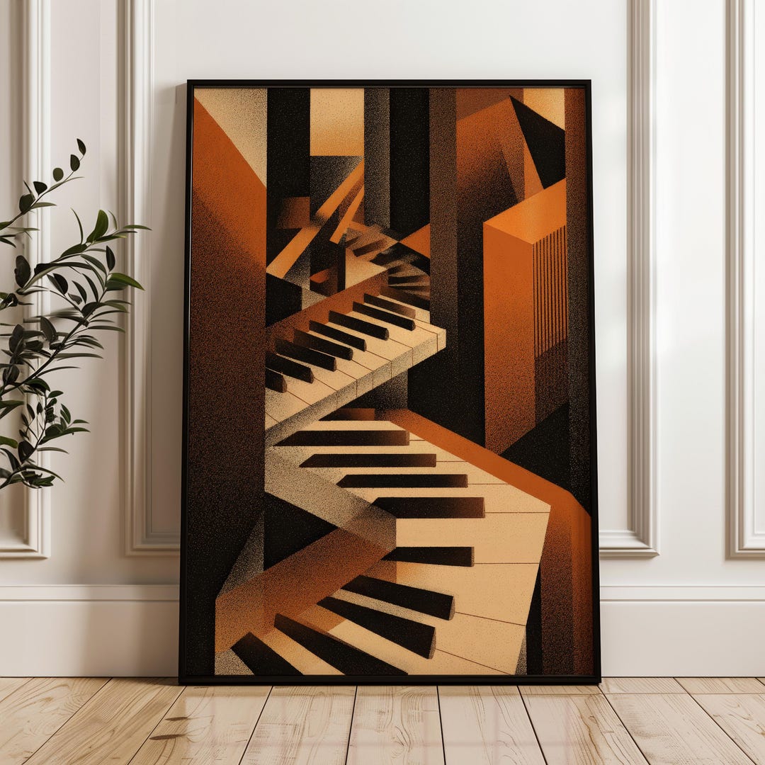 Piano Keyboard, Art Deco Wall Print, Geometric Music Poster - Etsy