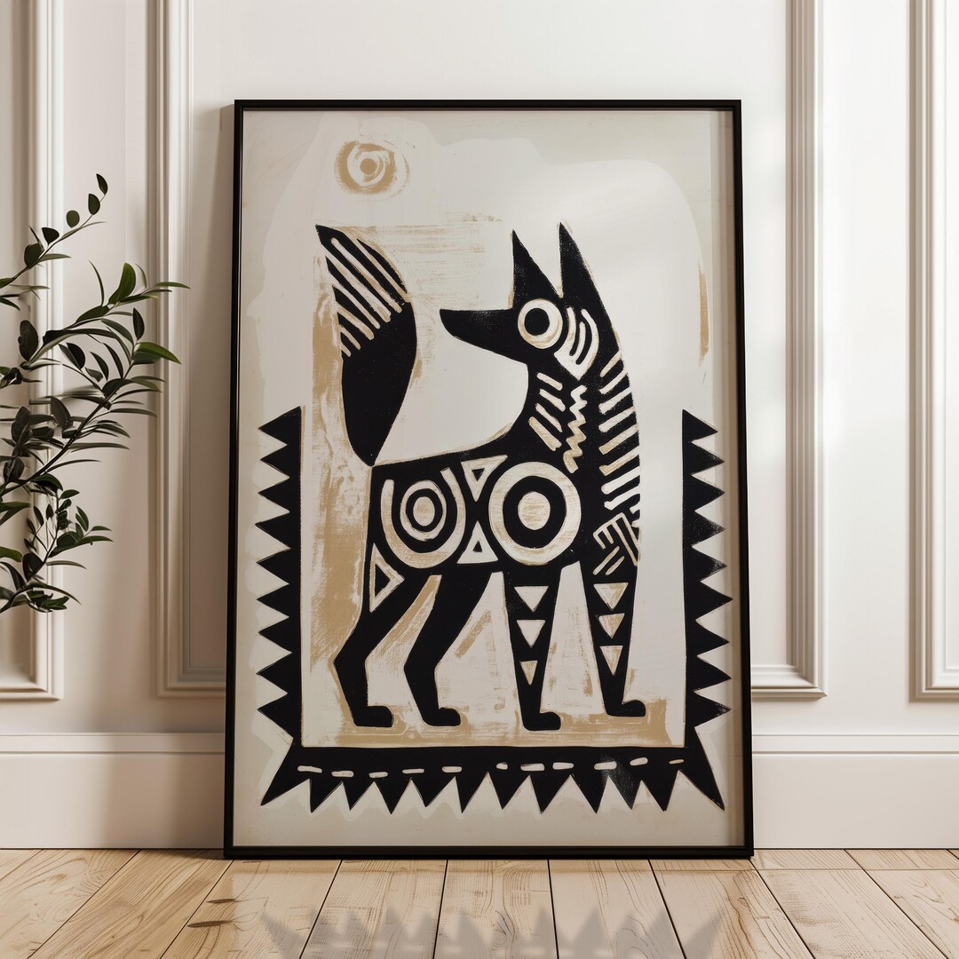Traditional Mexican Dog Poster - Traditional Folk Art Print on Matte ...