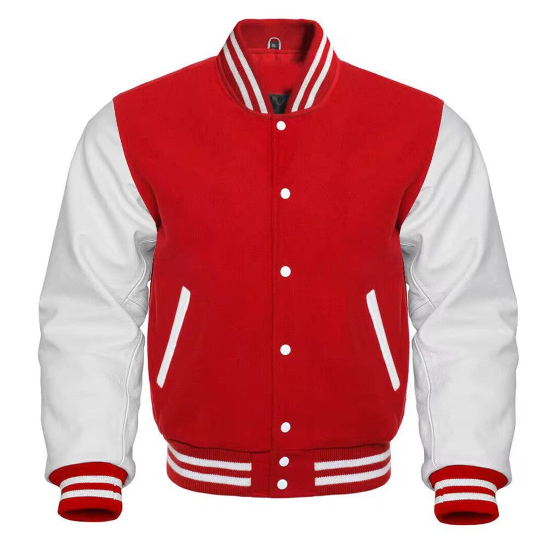 Custom Color Varsity Jacket With White Leather Sleeves – Personalized ...
