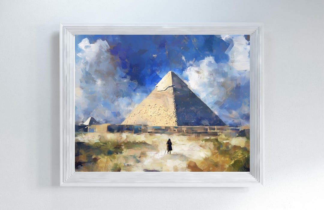 Great Pyramid of Giza Painting, Digital Download, Egypt Oil Painting ...