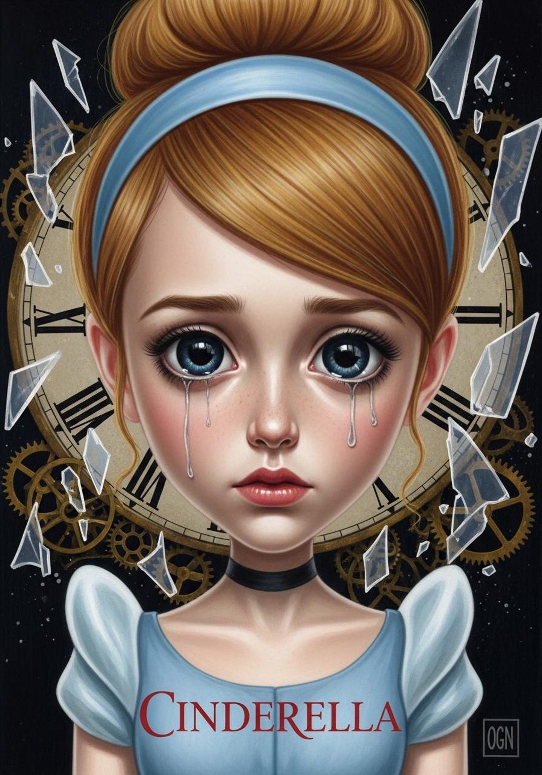 Cinderella Melancholic Gothic Portrait, Big Eyes Fairytale Illustration ...
