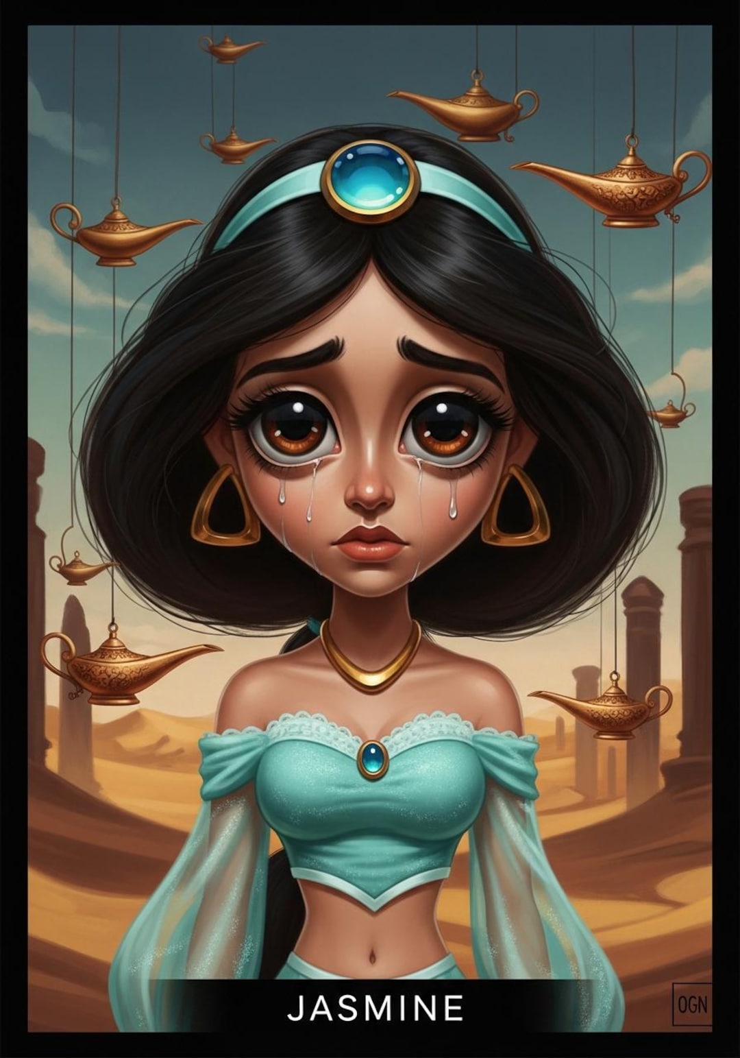 Jasmine Melancholic Gothic Portrait, Big Eyes Fairytale Illustration ...