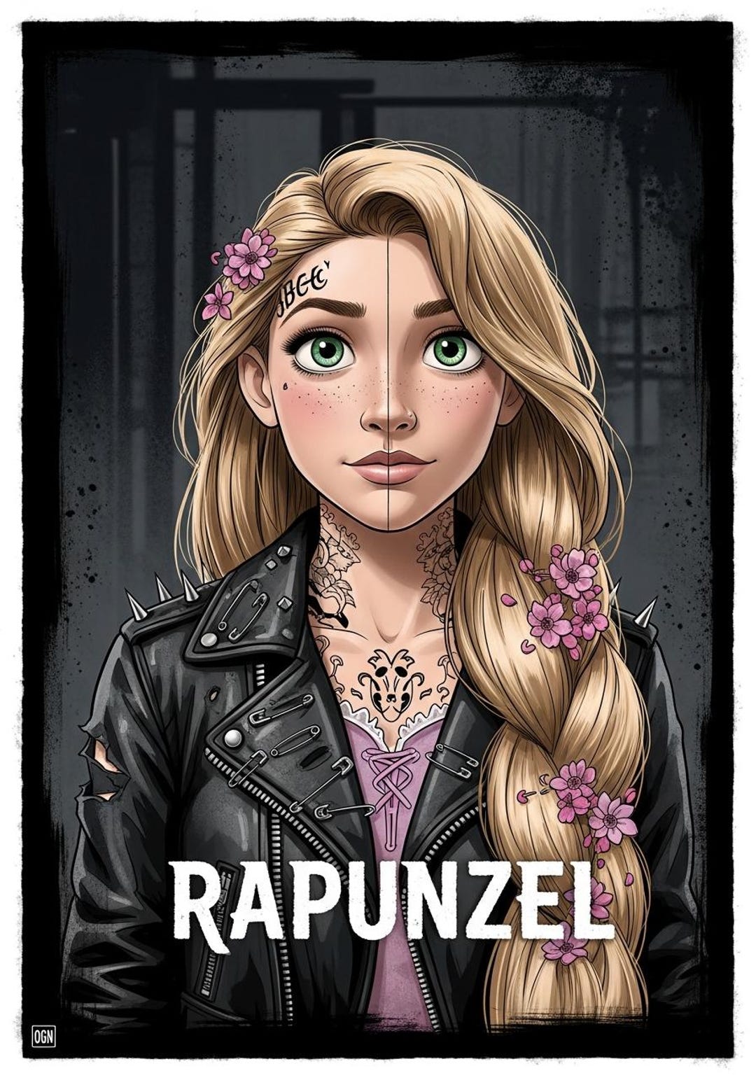 Rapunzel Punk Rebel Portrait, Faithful Street Art Illustration ...