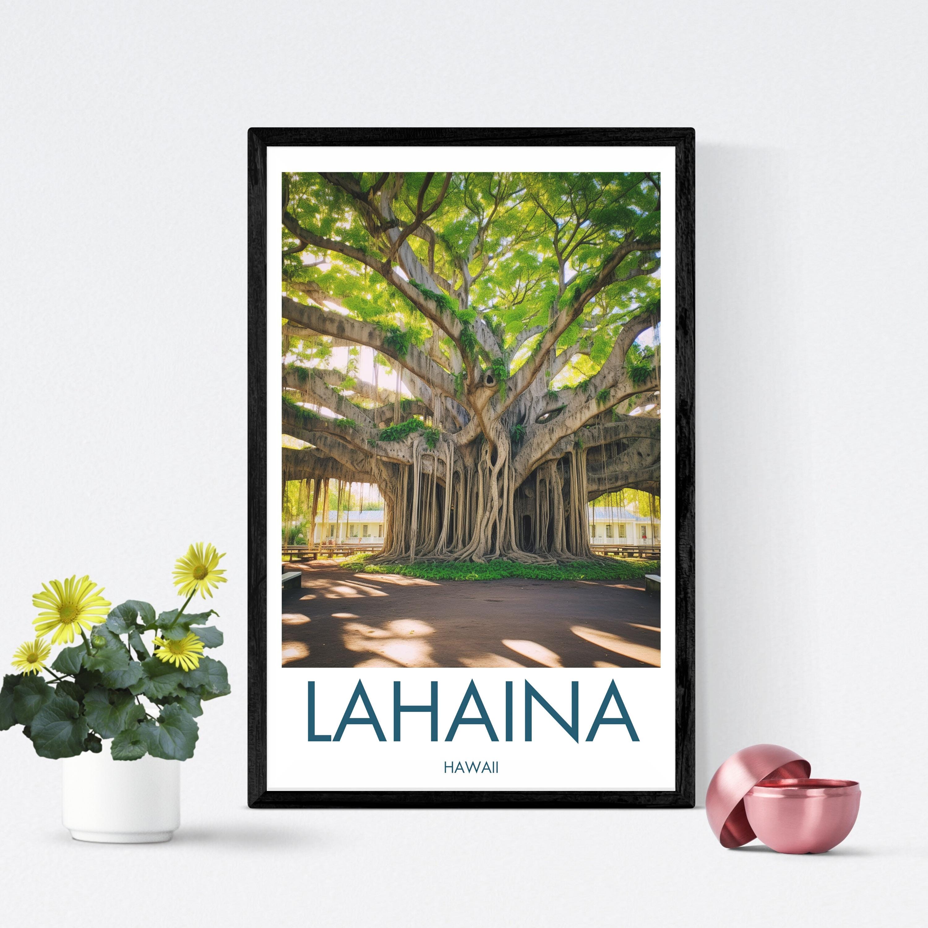 Lahaina Banyan Tree Art Print: Maui Hawaii Travel Poster - Etsy
