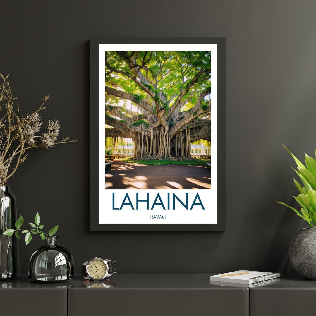 Lahaina Banyan Tree Art Print: Maui Hawaii Travel Poster - Etsy Canada