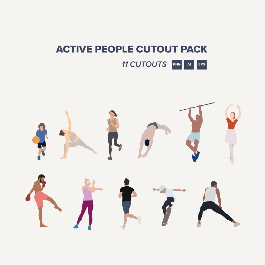 11 Flat Vector Active People AI PNG EPS Cutout People - Etsy