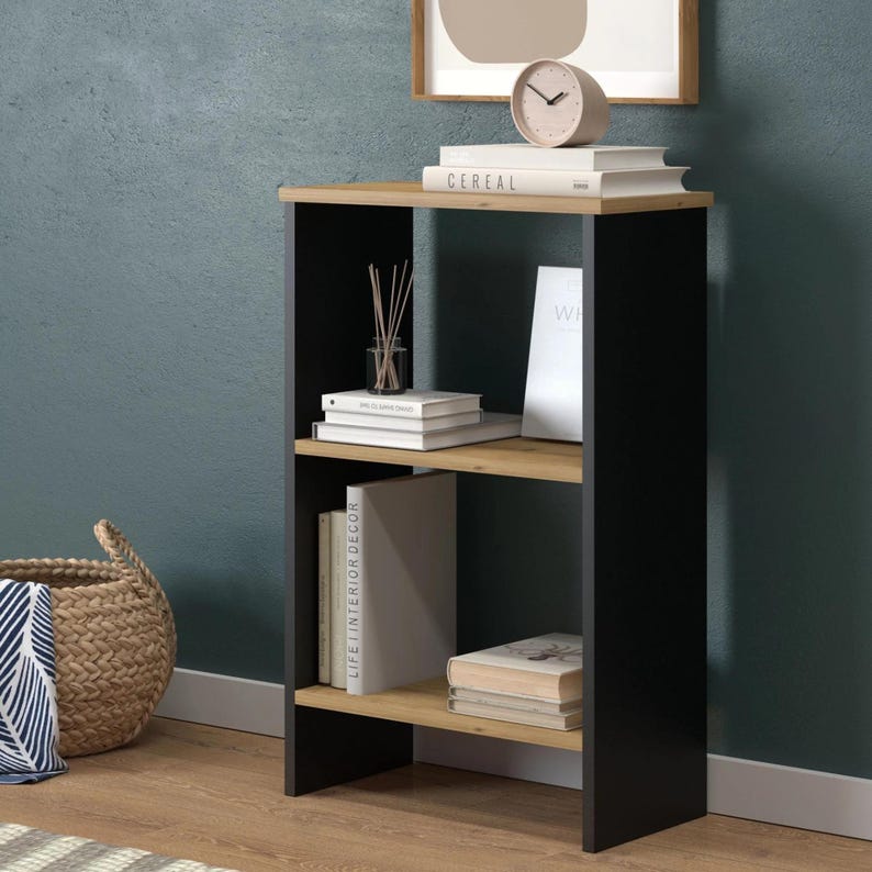 Mid Century Modern Bookcase Small White Bookshelf Sustainable Wood ...