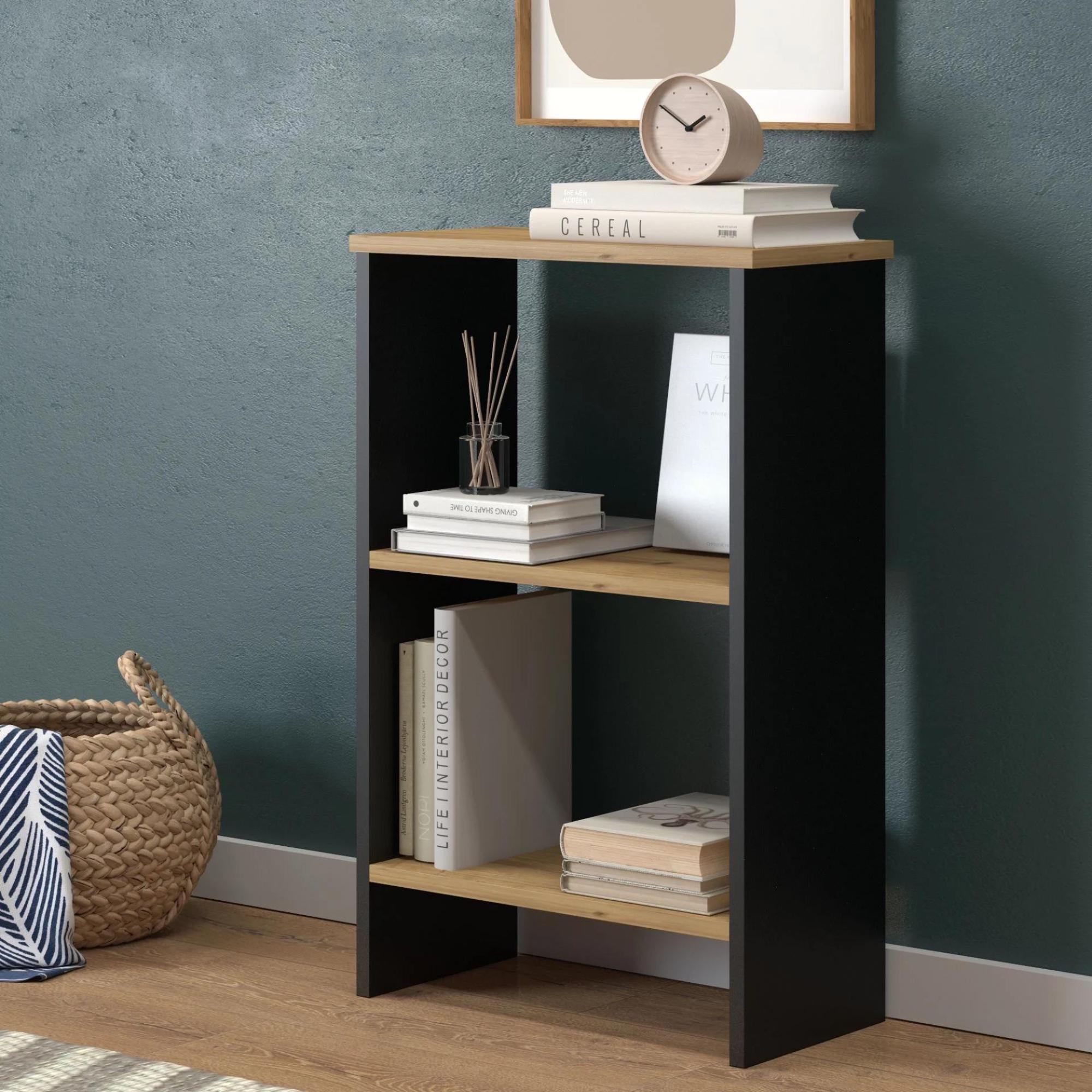 Mid Century Modern Bookcase Small White Bookshelf Sustainable Wood ...