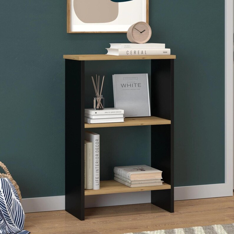 Mid Century Modern Bookcase Small White Bookshelf Sustainable Wood ...