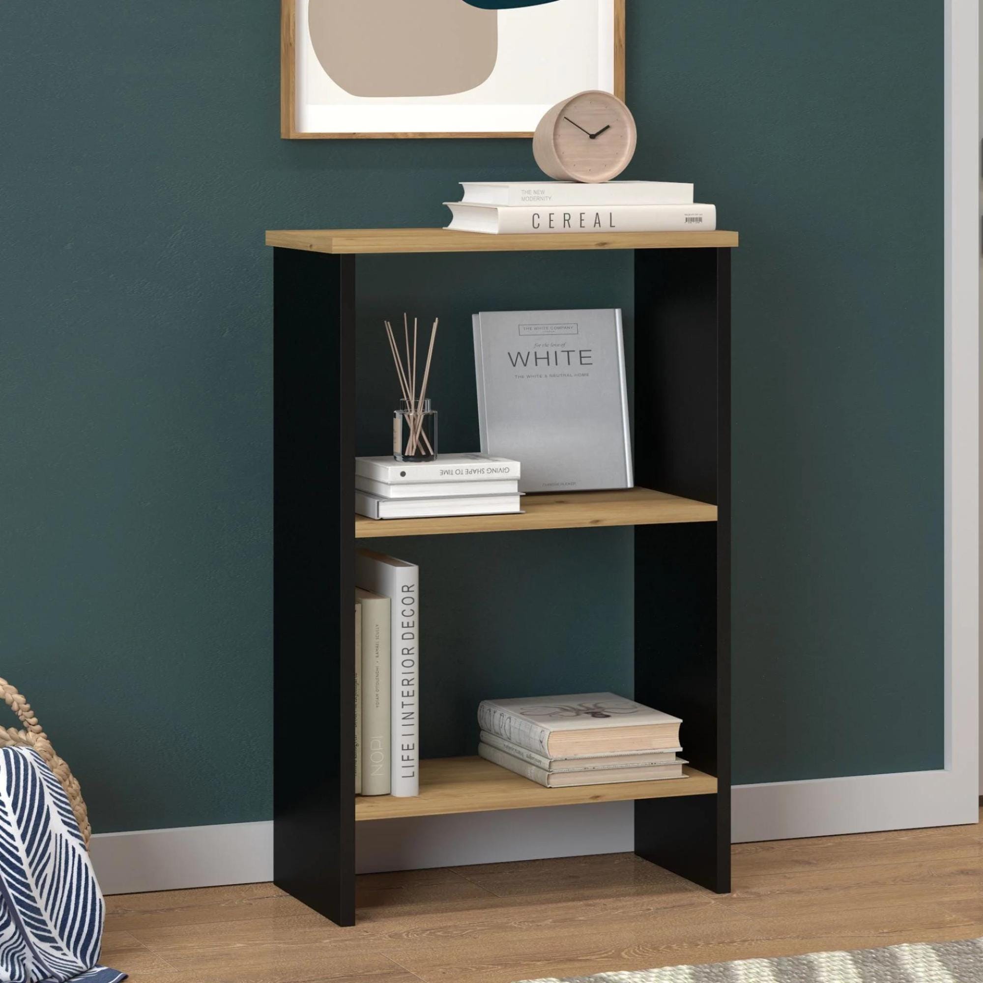 Mid Century Modern Bookcase Small White Bookshelf Sustainable Wood ...