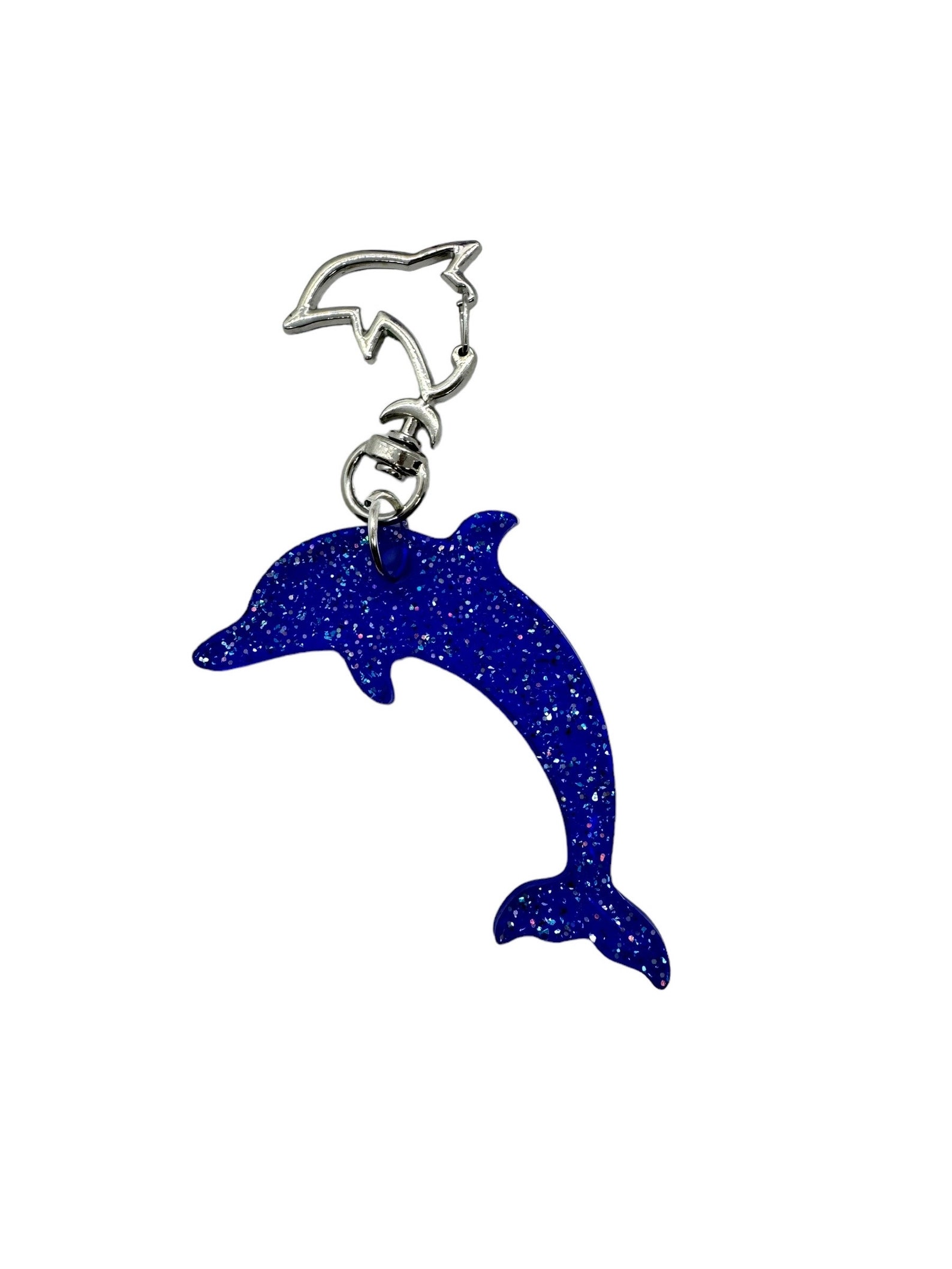 Blue Dolphin Keychain Charm, Handmade Key Accessory, Sparkly Cobalt ...