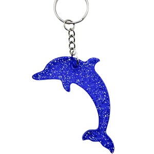 Blue Dolphin Keychain Charm, Handmade Key Accessory, Sparkly Cobalt ...