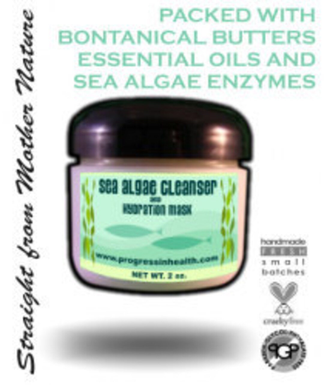 Organic Sea Algae Facial Mask and Cleanser | Honey and Lactic Acid, 2oz ...