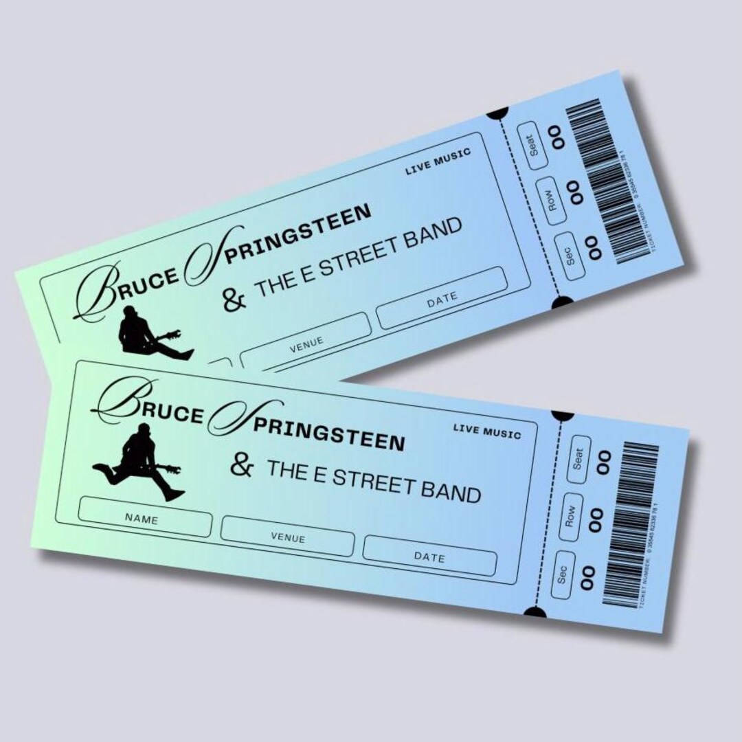 Customisable Surprise Souvenir Concert Ticket bruce Springsteen and the ...